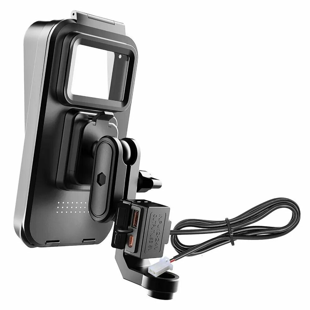 Водонепроницаемый держатель для телефона с USB-зарядным устройством для мотоцикла, - Задний держатель