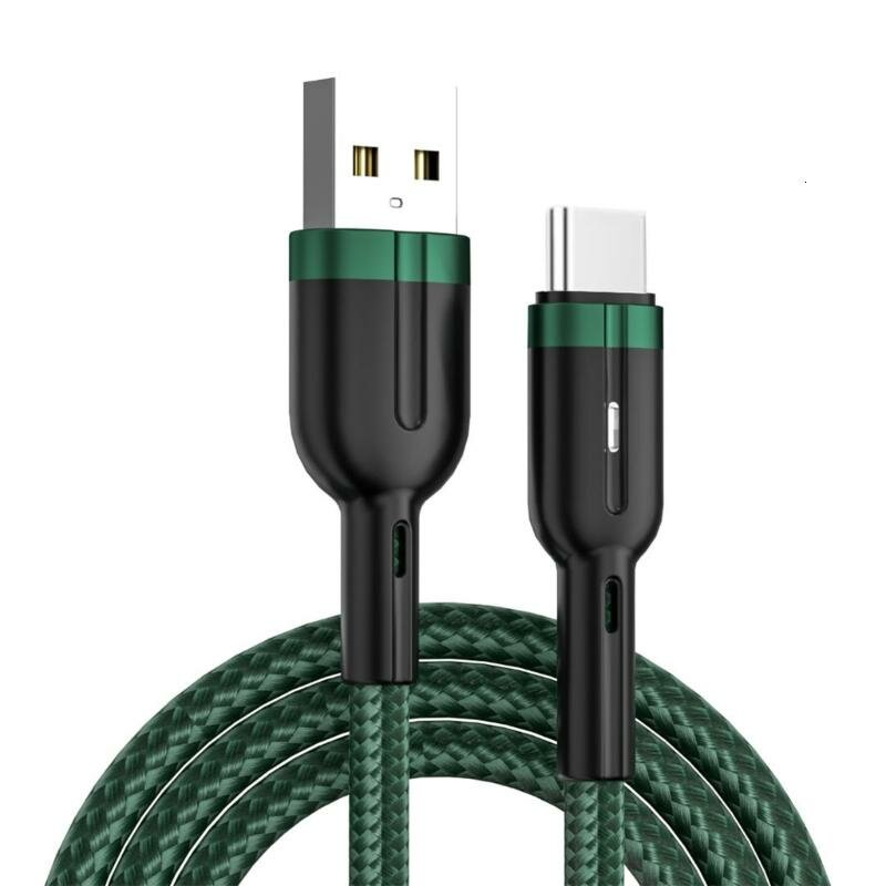 Бraided-кабель USB–Type-C для быстрой зарядки, Зеленый - 1.5m