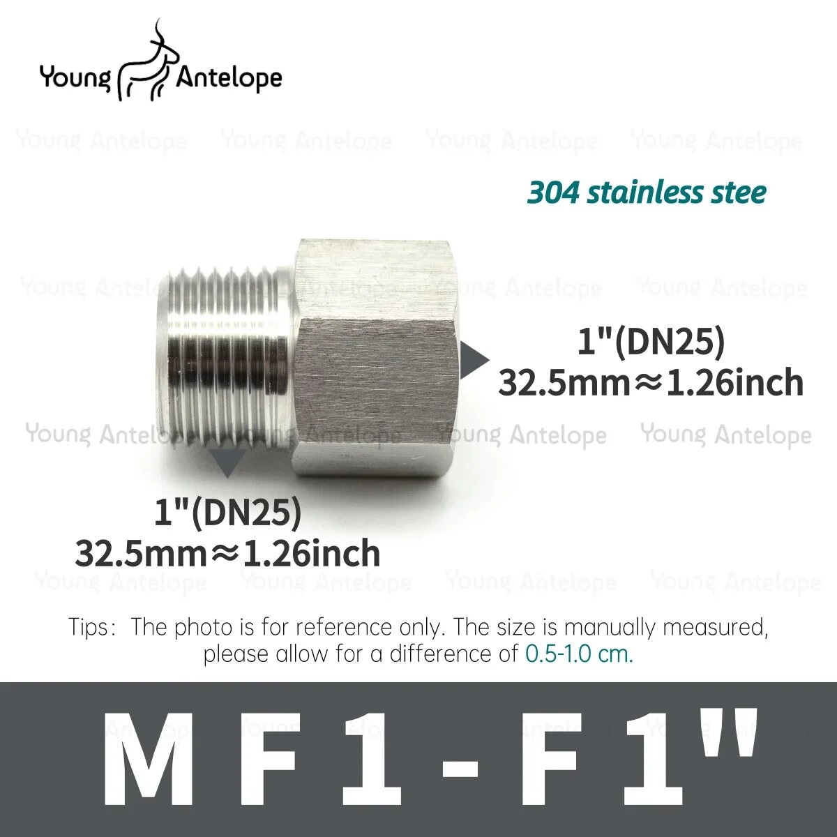 Муфта переходная 1" (DN25) из нержавеющей стали 304, M1-F1