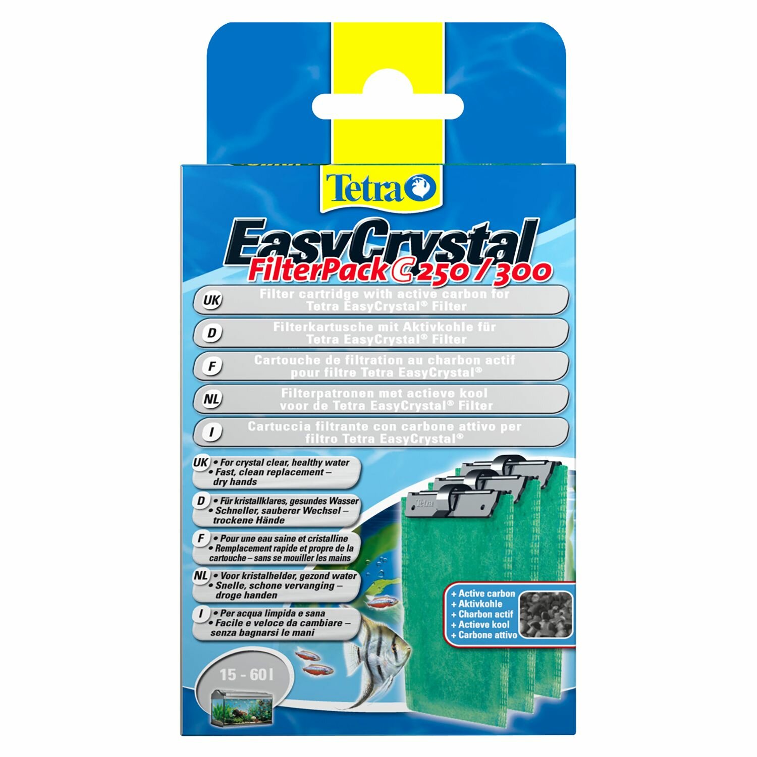 Tetra EasyCrystal FilterPack C250/300 фильтрующие картриджи с углем для внутренних фильтров EasyCrystal 250/300 3 шт.