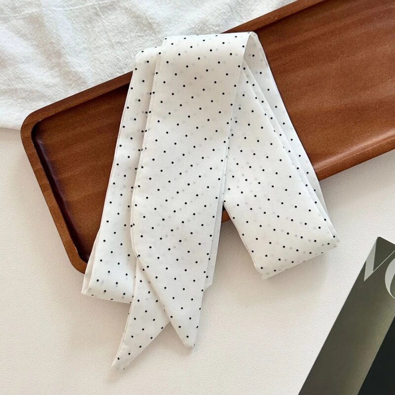 Женский ремень-лента с горошком 130 см Белый, Small Dot White