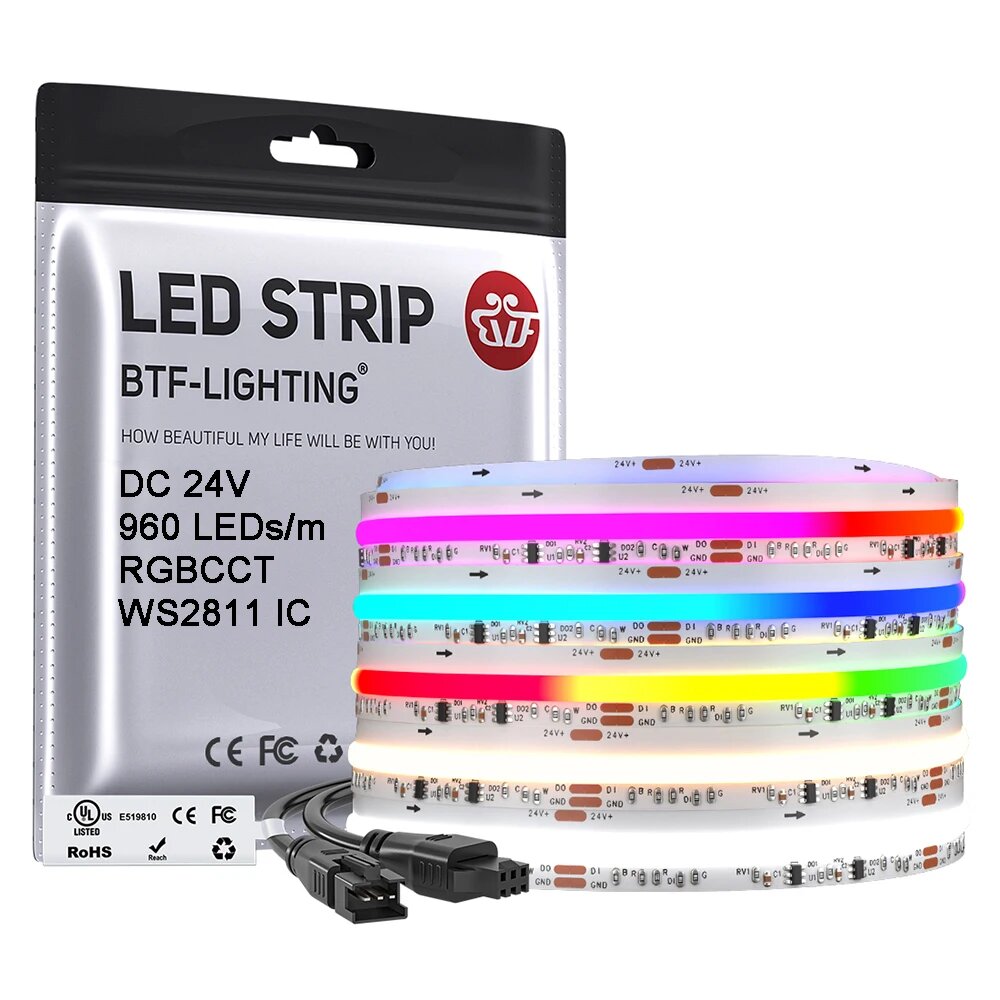 Светодиодная лента RGB CCT 5м, 24В, 960 LED, 12 мм