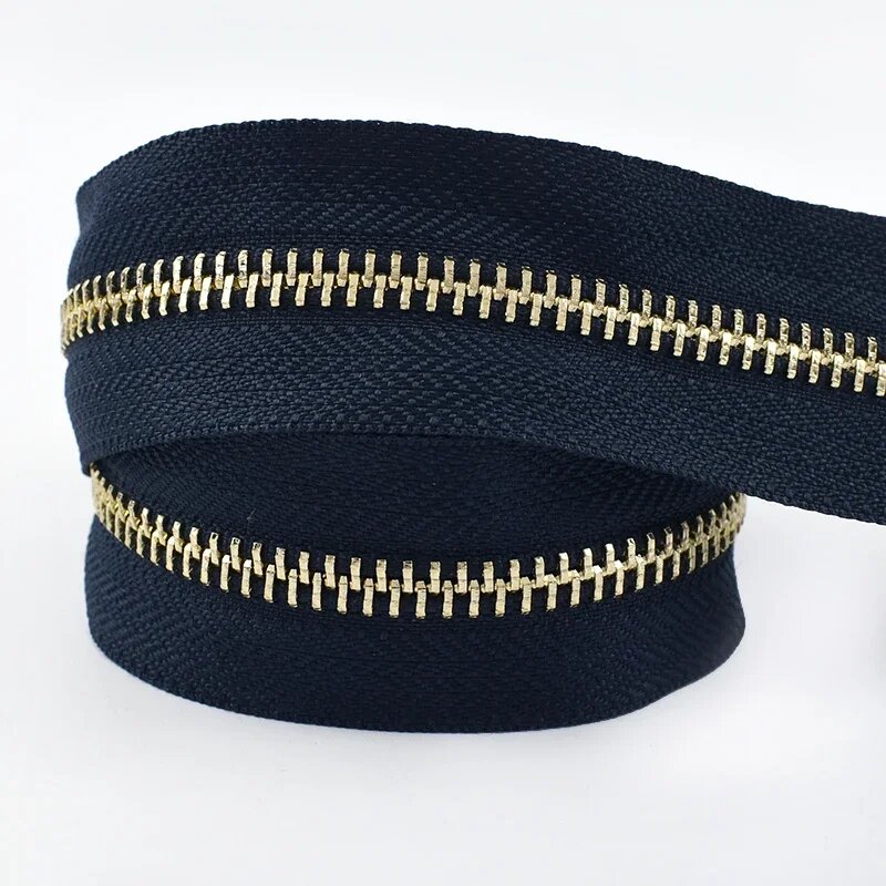 Металлические молнии #5, 1/3/5 ярдов Темно-синий, NavyBlueGold, 5Yards