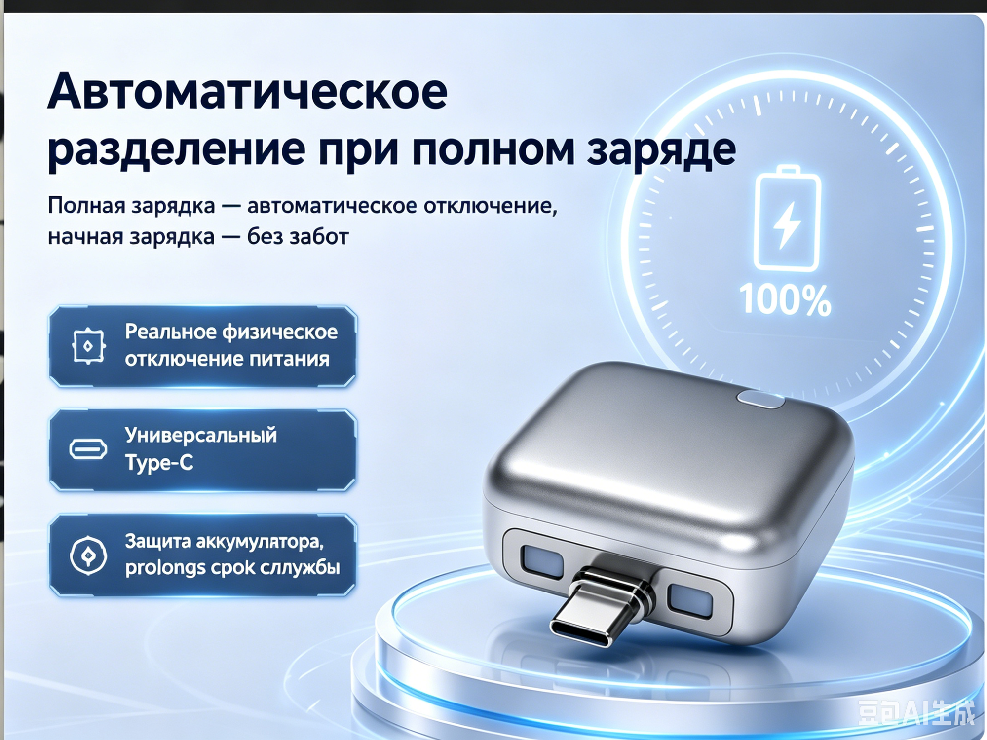 Type-C устройство автоматического отключения зарядки | Защита телефона от перезаряда | USB-C адаптер