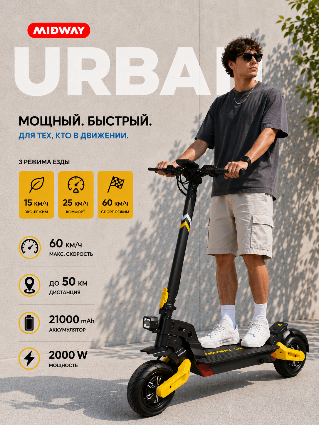 Электросамокат взрослый MIDWAY URBAN