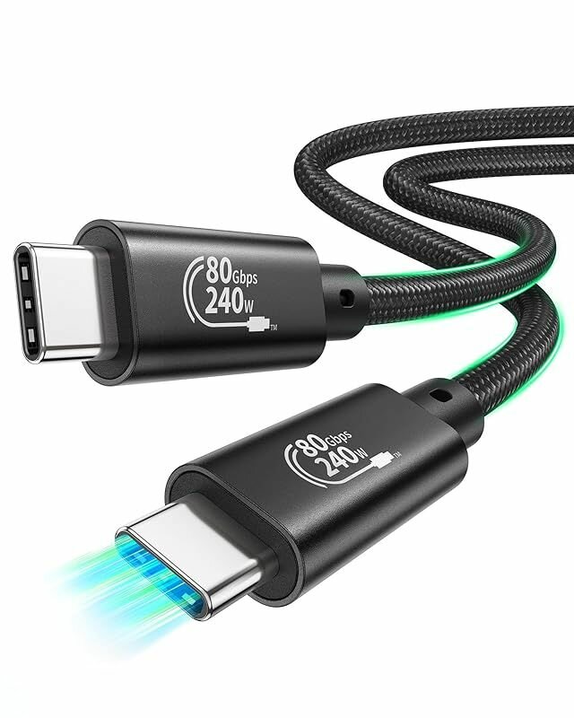 Кабель USB4 80 Гбит/с для Thunderbolt 5, 1,5 м, высокоскоростной кабель USB-C, пропускная способность 120 Гбит/с для двух мониторов 8K, зарядка 240 Вт, кабель передачи данных USB-C — USB-C для Mac mini