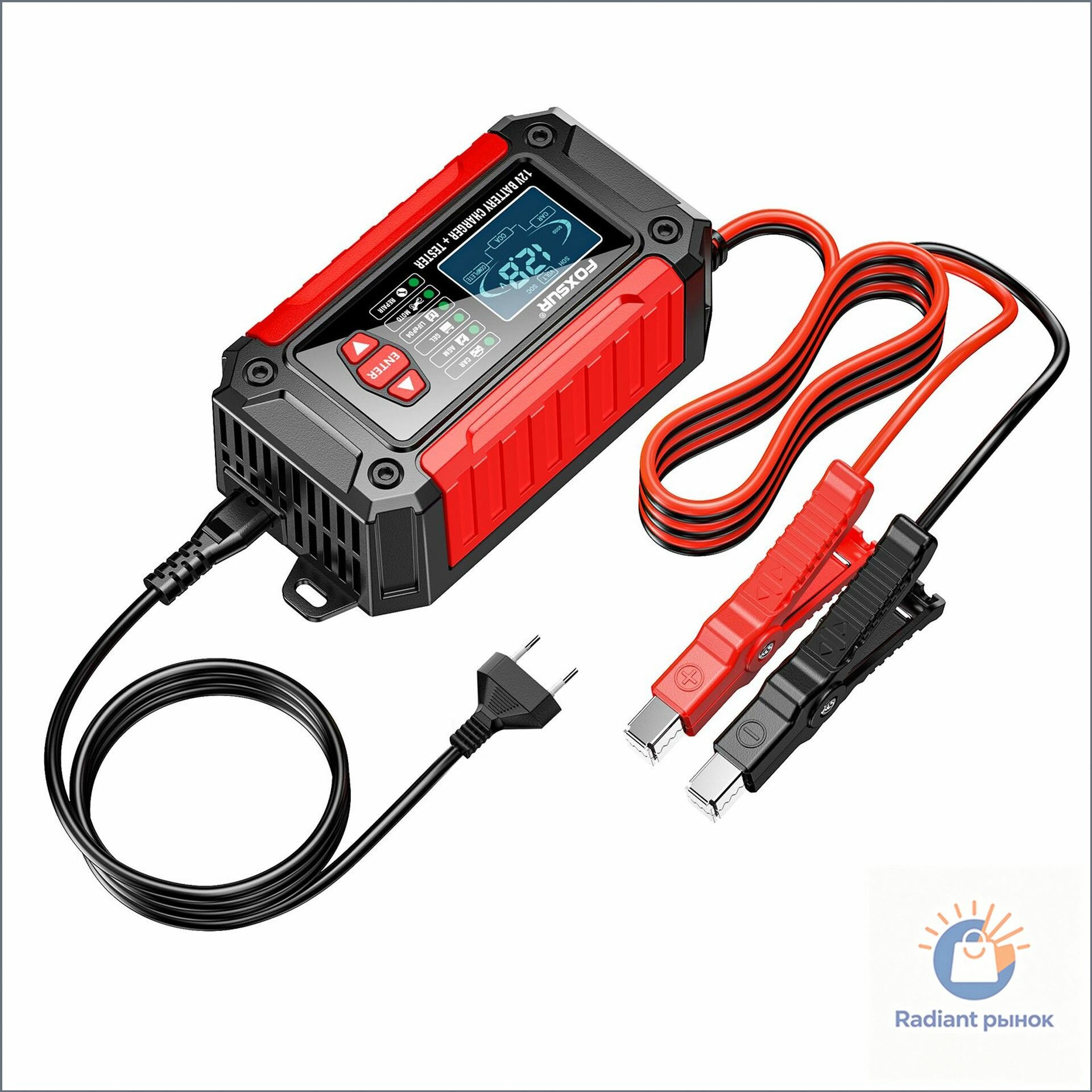 FOXSUR 12V 6А зарядное устройство тестер для мотоциклов автомобилей