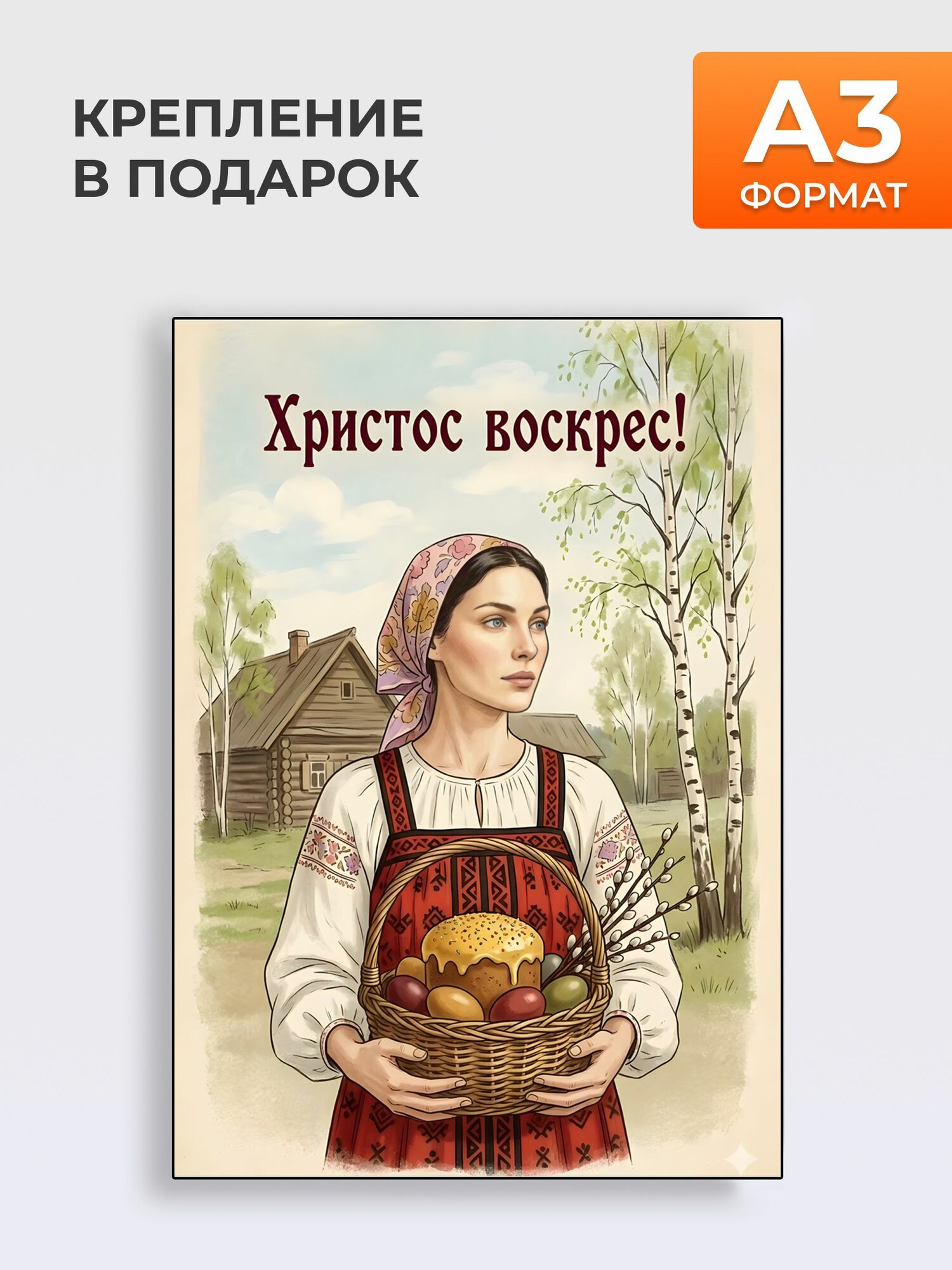Постер Пасхальный Христос Воскресе , Формат А3