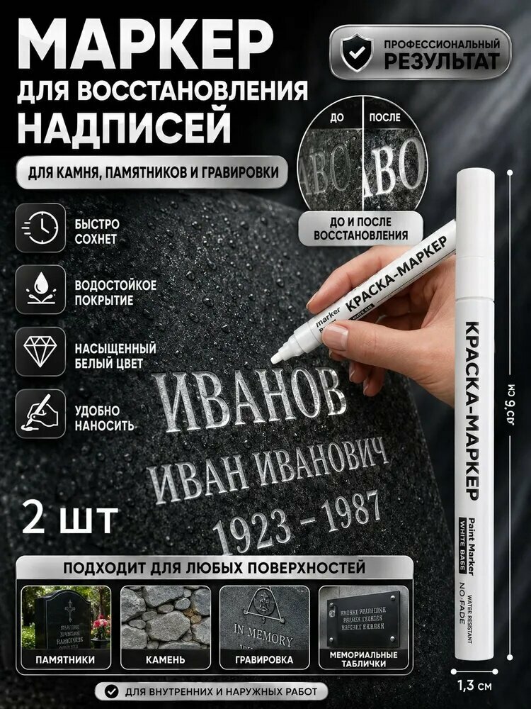 Маркер Лаковый, толщина: 2.5 мм, 2 шт. для каллиграфии, для выделения текста