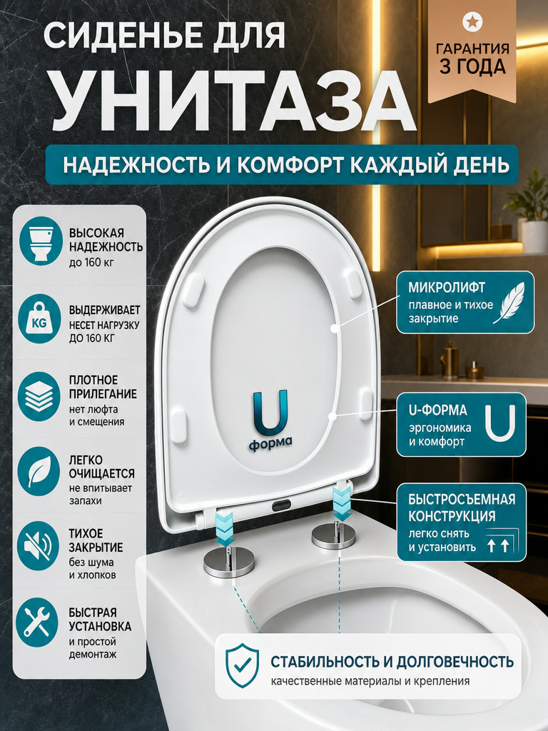 SFonte Сиденье для унитаза с микролифтом универсальное быстросъемное полипропилен