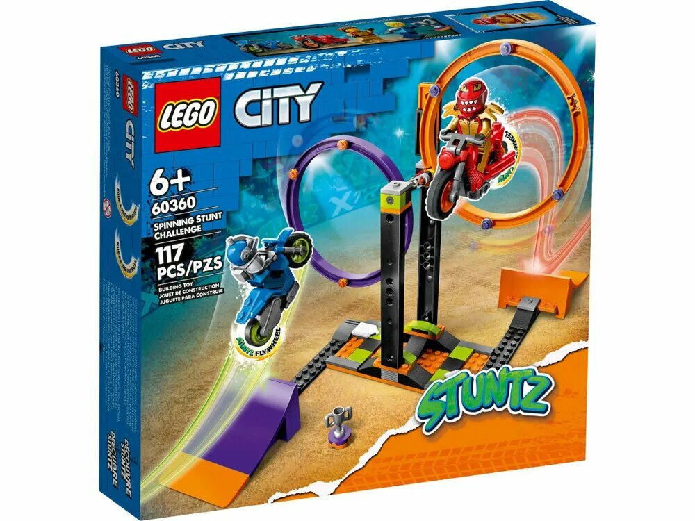 Лего City серия, LEGO 60360 Spinning Stunt Challenge, lego конструктор для мальчика, лего для девочек