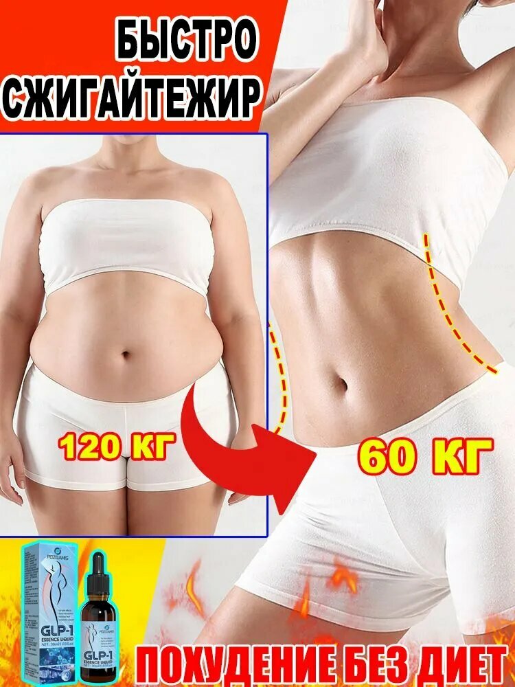 Сыворотка для похудения и быстрого сжигания жира, заметное уменьшение объемов тела, ускорение метаболизма и избавление от целлюлита, 30 мл.