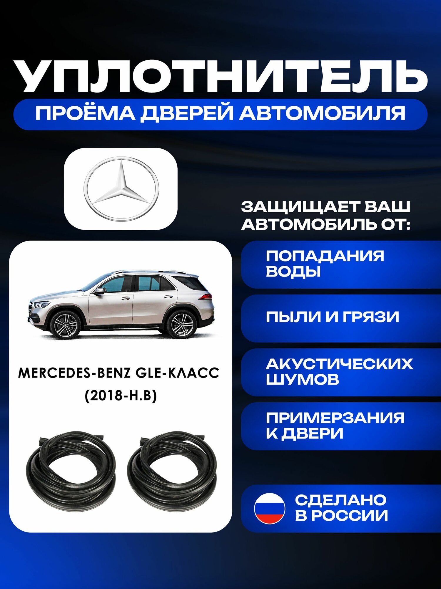 Уплотнитель (резинка) проёма передней двери (2 ШТ.) Mercedes-Benz GLE-класс II 2018-н. в. / Мерседес-Бенц GLE-класс 2 поколение