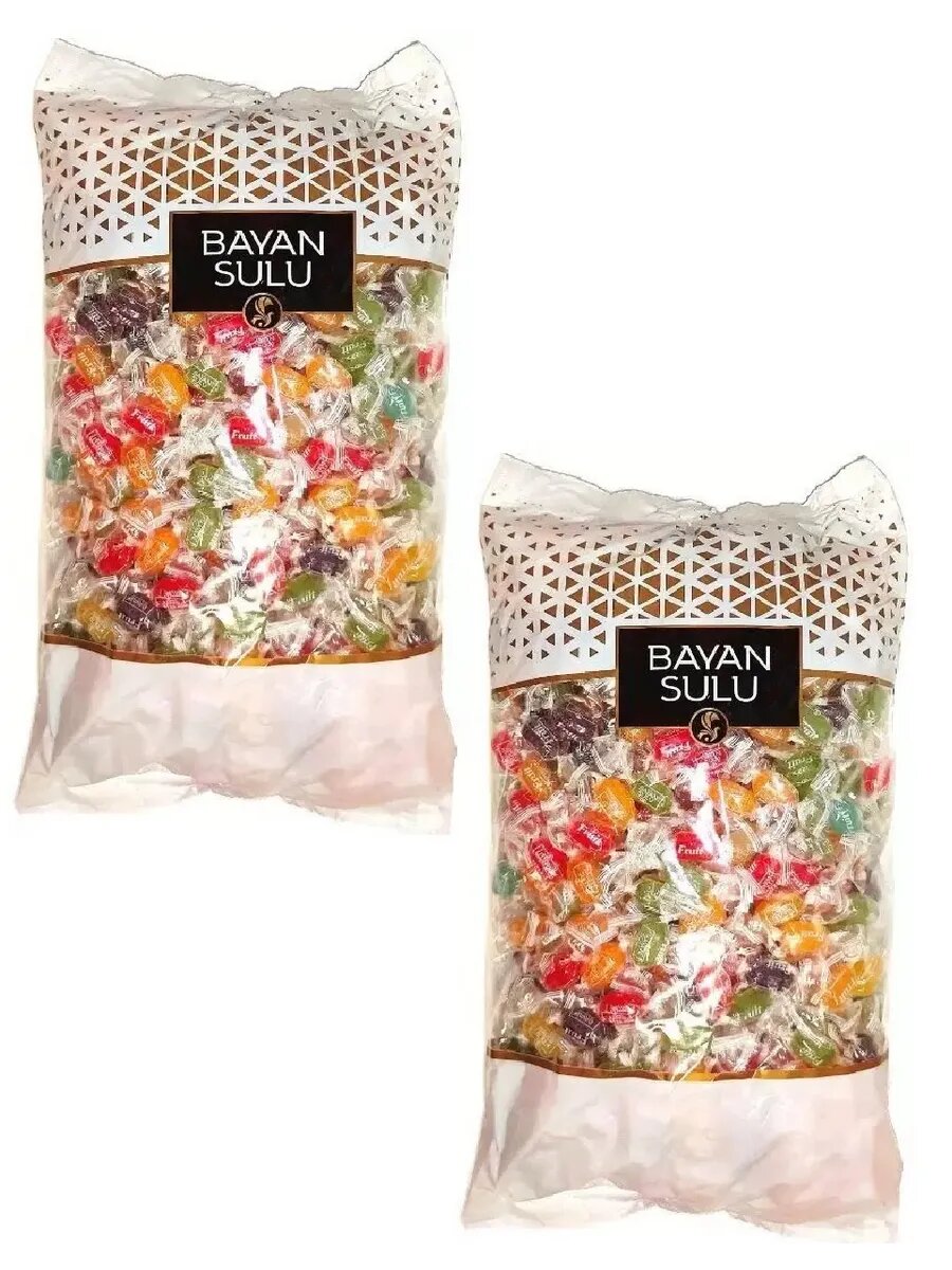 Bayan Sulu Конфеты карамель с фруктовым вкусом, 1 кг, 2 уп