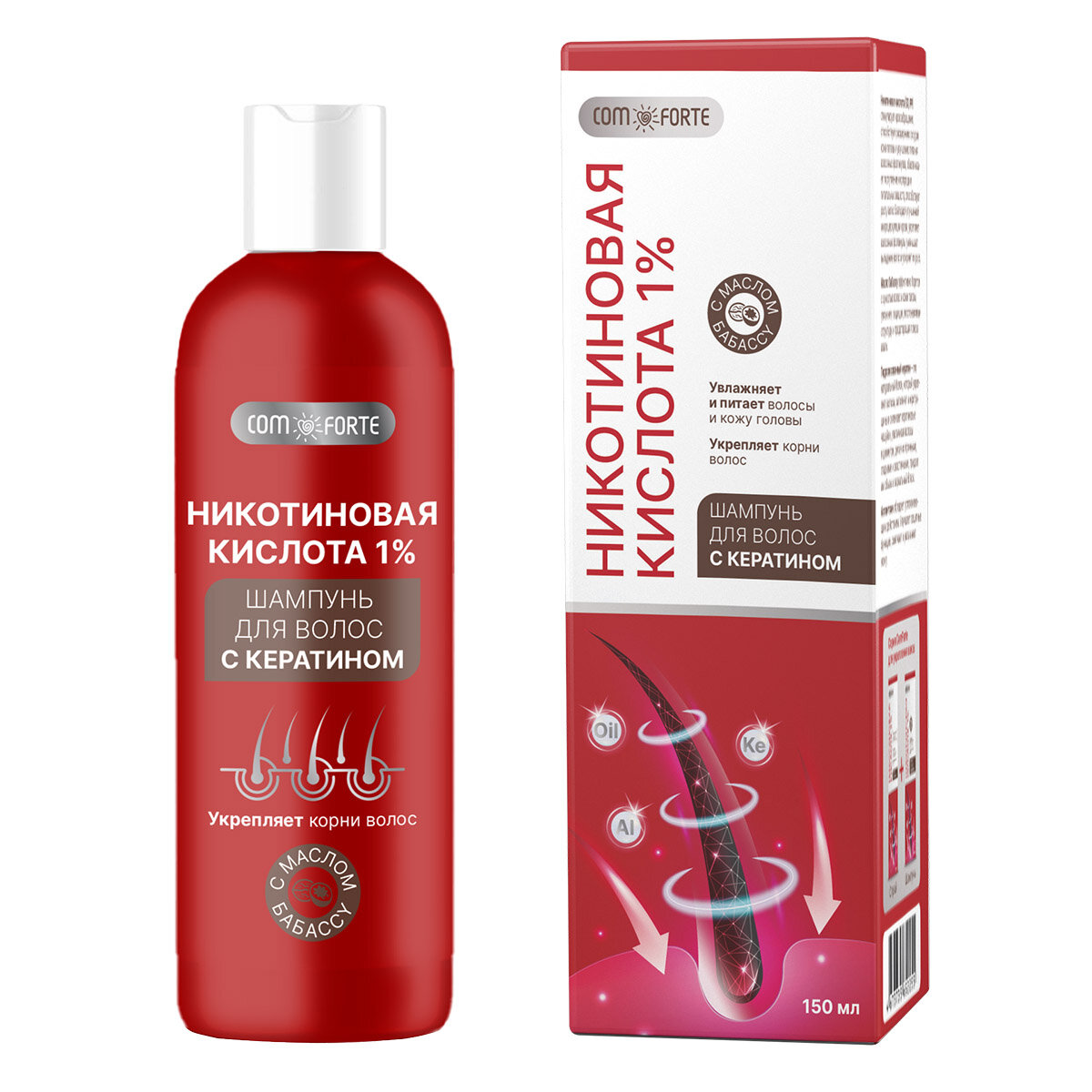 Никотиновая кислота Шампунь с кератином 1%, 150 мл ComForte