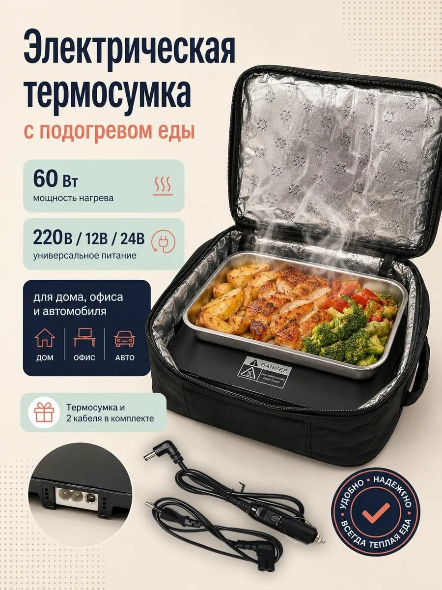 Электрическая термосумка с подогревом для ланчбокса — горячий обед в дороге