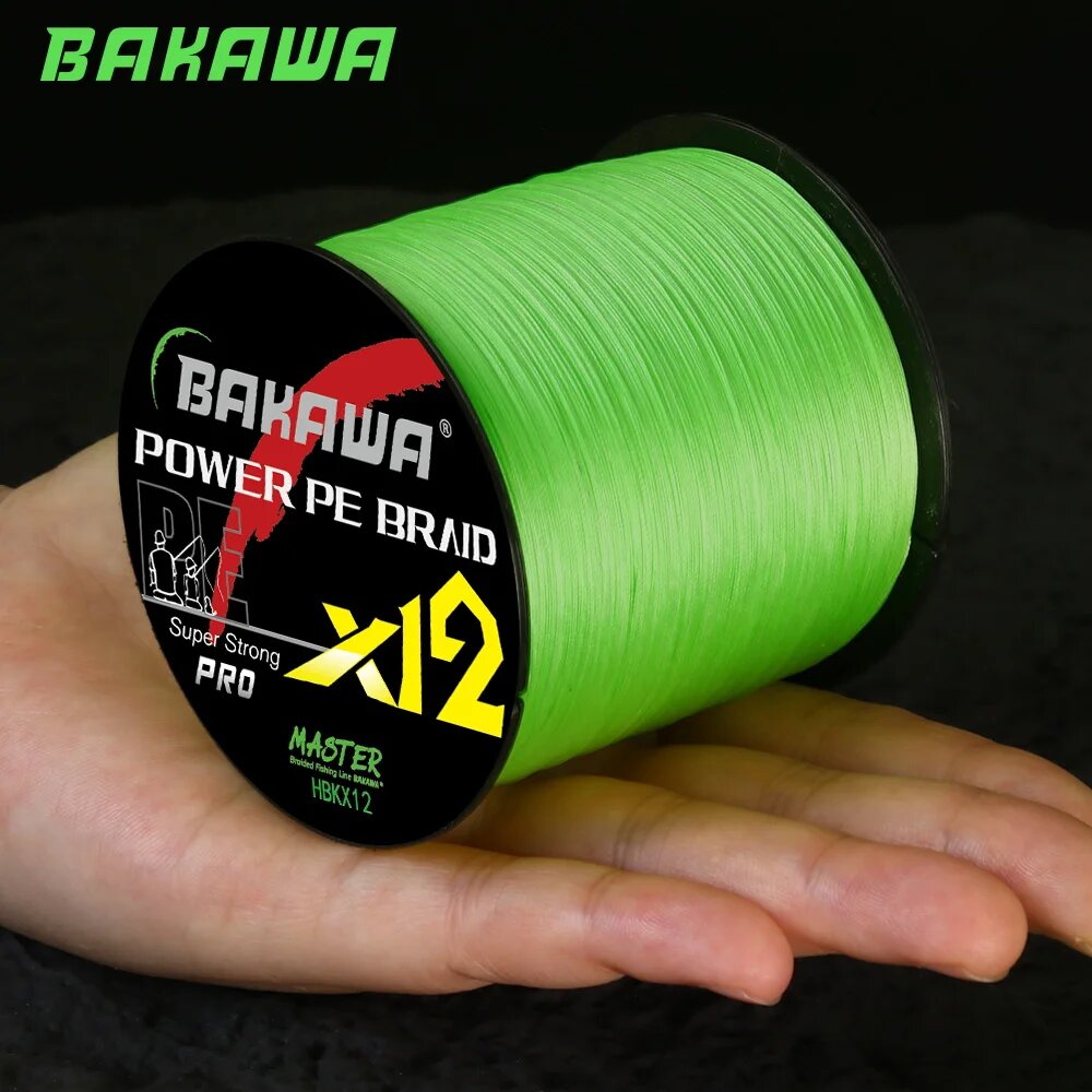 BAKAWA 12-жильная плетеная леска для карпа 300/500/1000 м Зеленый, 500M-1.0 30LB, GRASSGREEN