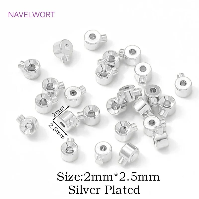 Позолоченные круглые кримп-бусины из латуни 18К 20 Pieces, Silver Plated