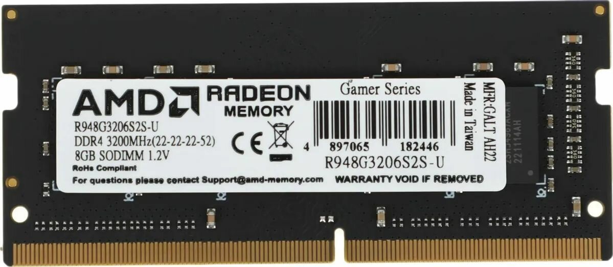 Оперативная память AMD R948G3206S2S-U DDR4 8 ГБ 3200 МГц SO-DIMM для ноутбуков