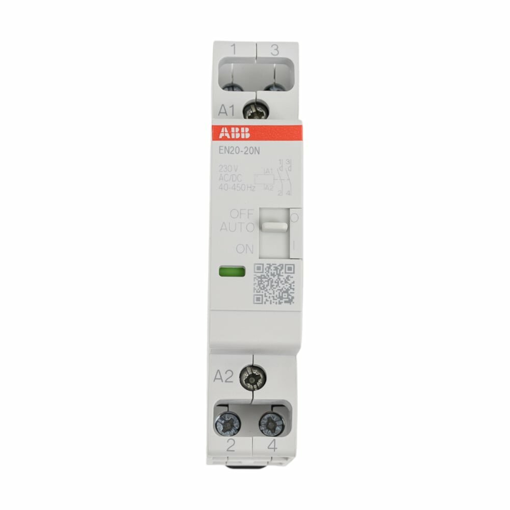 Контактор ABB EN20-20N-06 модульный с ручным управлением (20А АС-1, 2НО), катушка 230В AC/DC 1SBE122111R0620