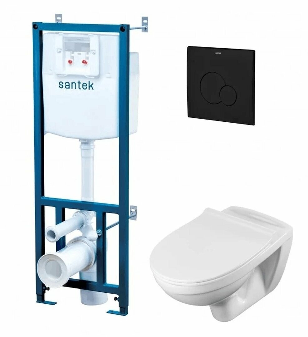 Комплект Santek Бореаль 1. WH50.1.775 подвесная чаша + инсталляция + сиденье микролифт + панель черного цвета