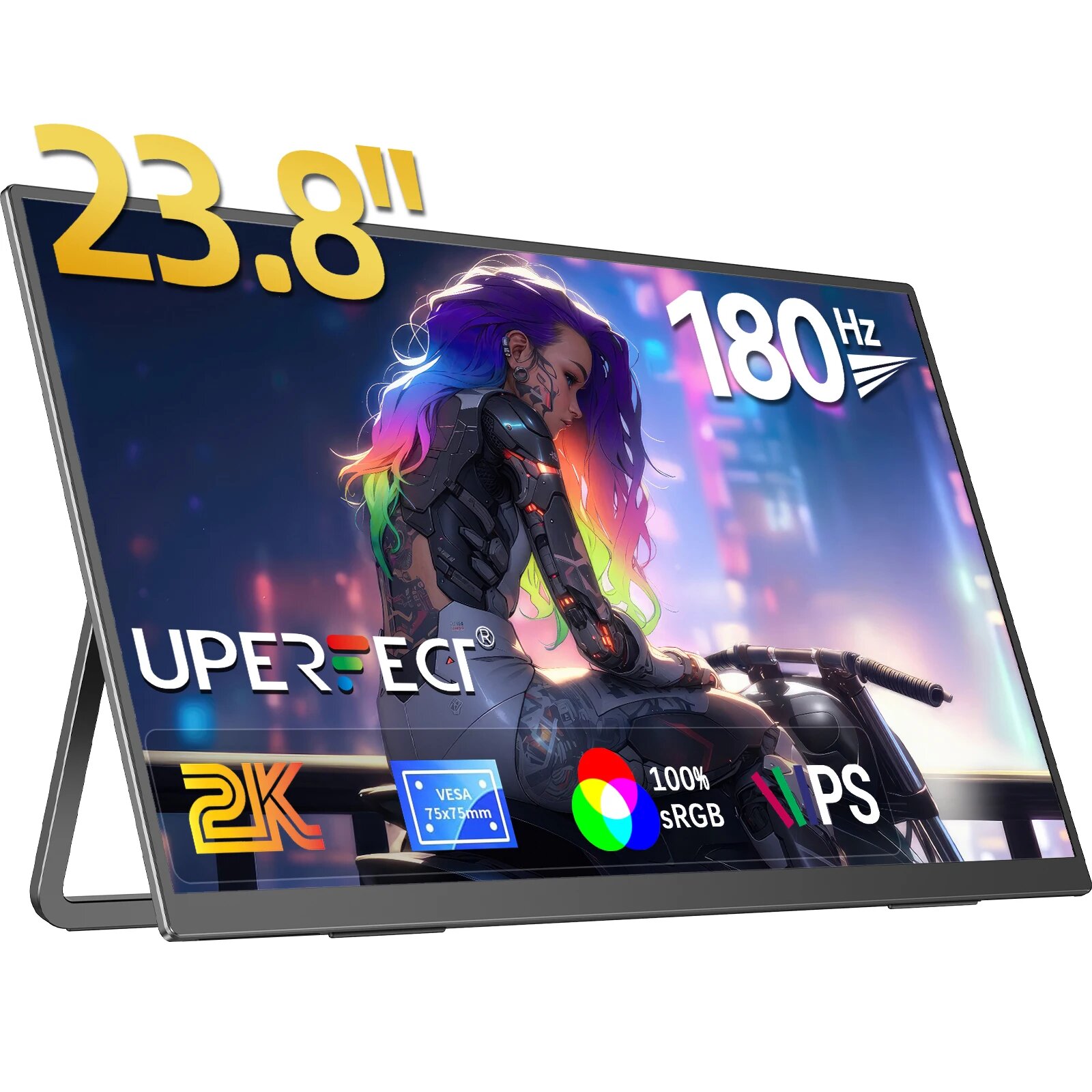 UPERFECT 23,8" 180Гц 2K портативный игровой монитор QHD Type-C HDMI с защитой зрения внешний дополнительный экран для ПК и ноутбуков с подставкой-держателем