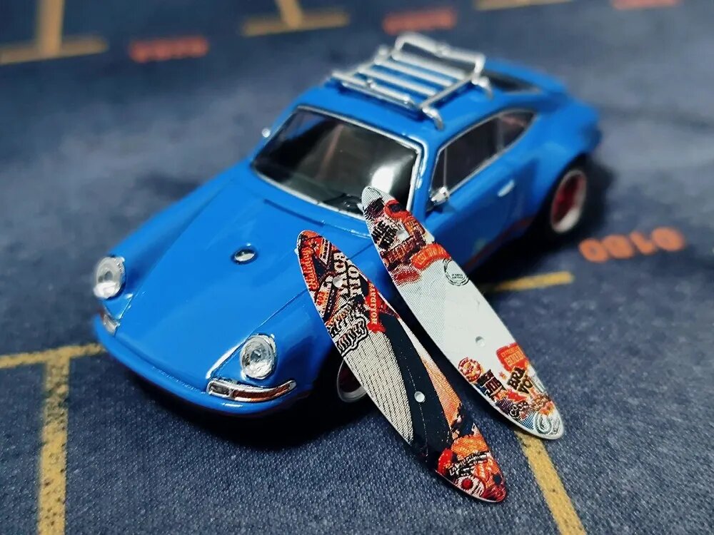 Машинка металлическая модель Pop Race 1:64 Porsche Singer 964 WAKEBOARD Blue