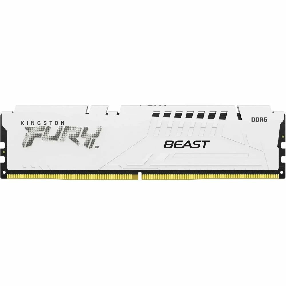Оперативная память Kingston Fury Beast, DDR5, 16Gb (1x16GB), 6000MHz, CL30, DIMM, с радиатором, белый