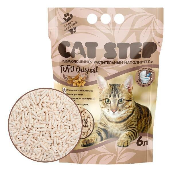 Наполнитель для лотков и клеток Cat step Tofu Original, 6 л