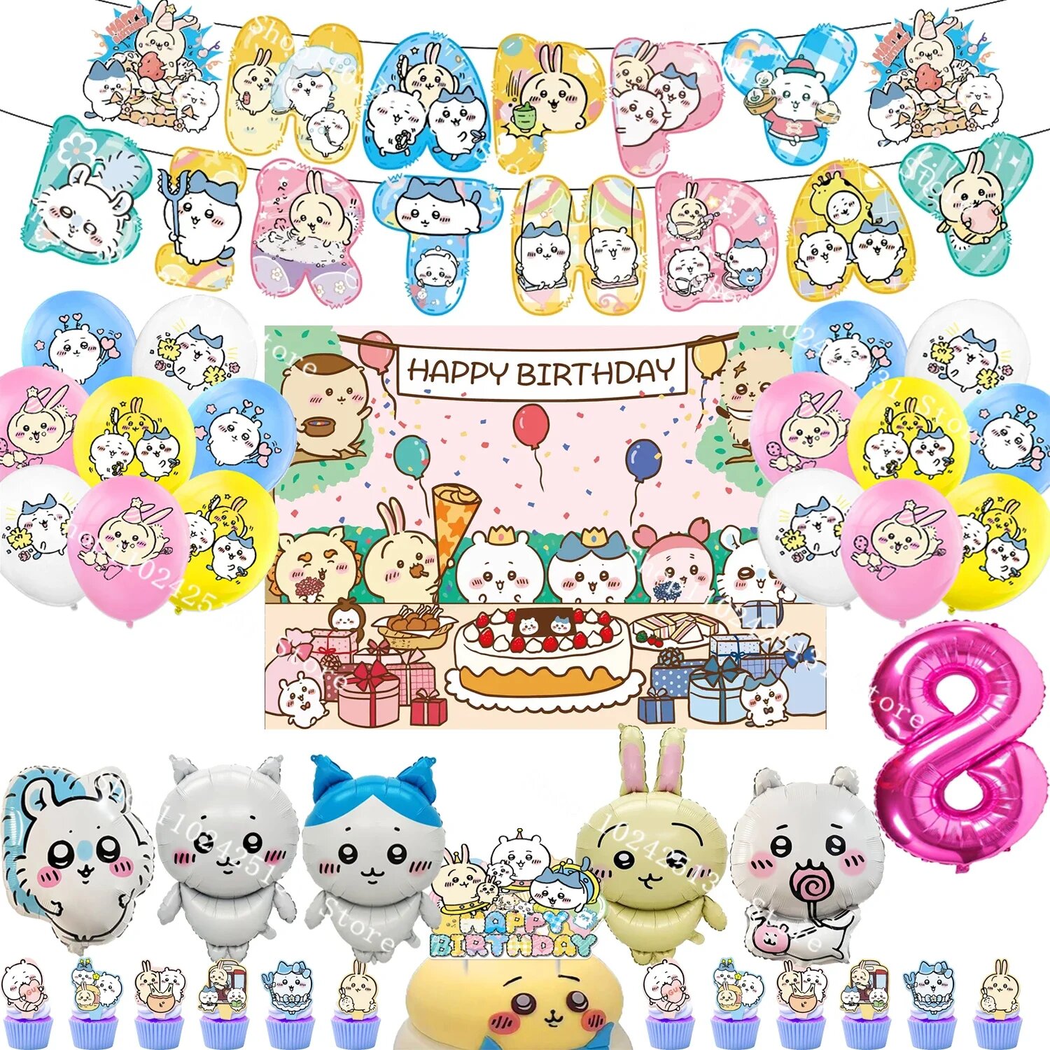 Chiikawa украшения для вечеринки MINISO 1set R8