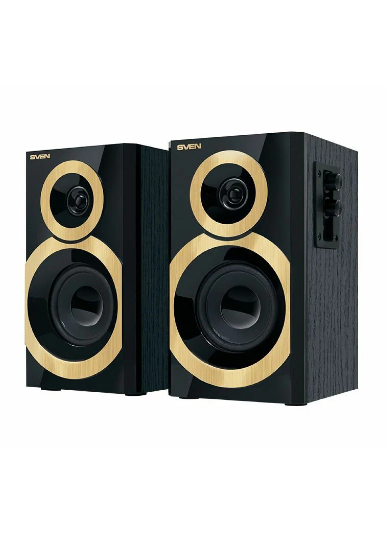 Колонки SVEN SPS-619, 2.0, мощность 20Вт, пластик, черный/золото