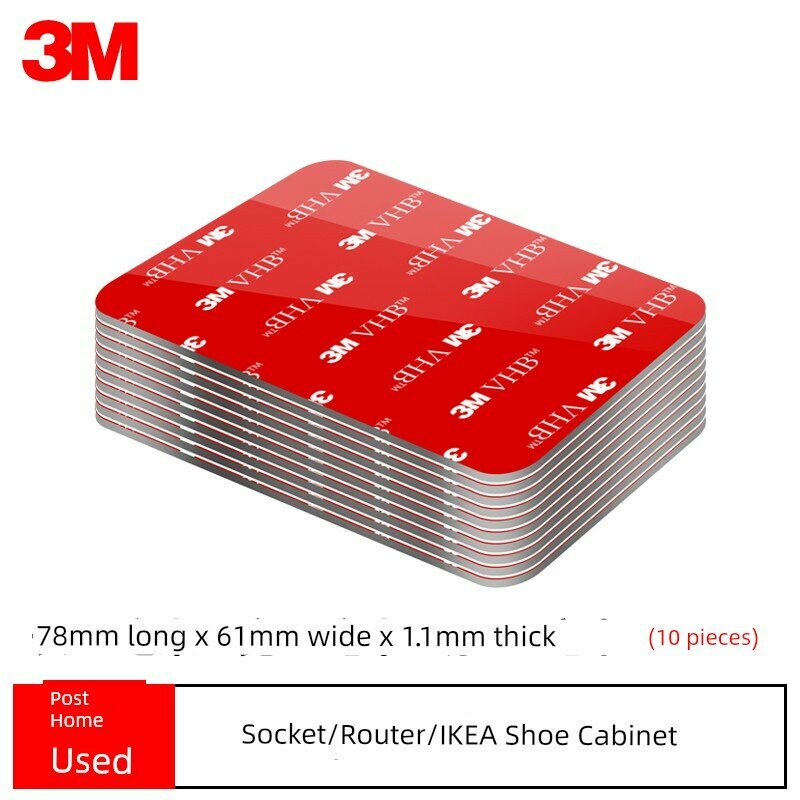 3M Высококлеящаяся двухсторонняя лента 61x78 мм 10 листов для крепления автомобильной камеры Надежное клеящее решение