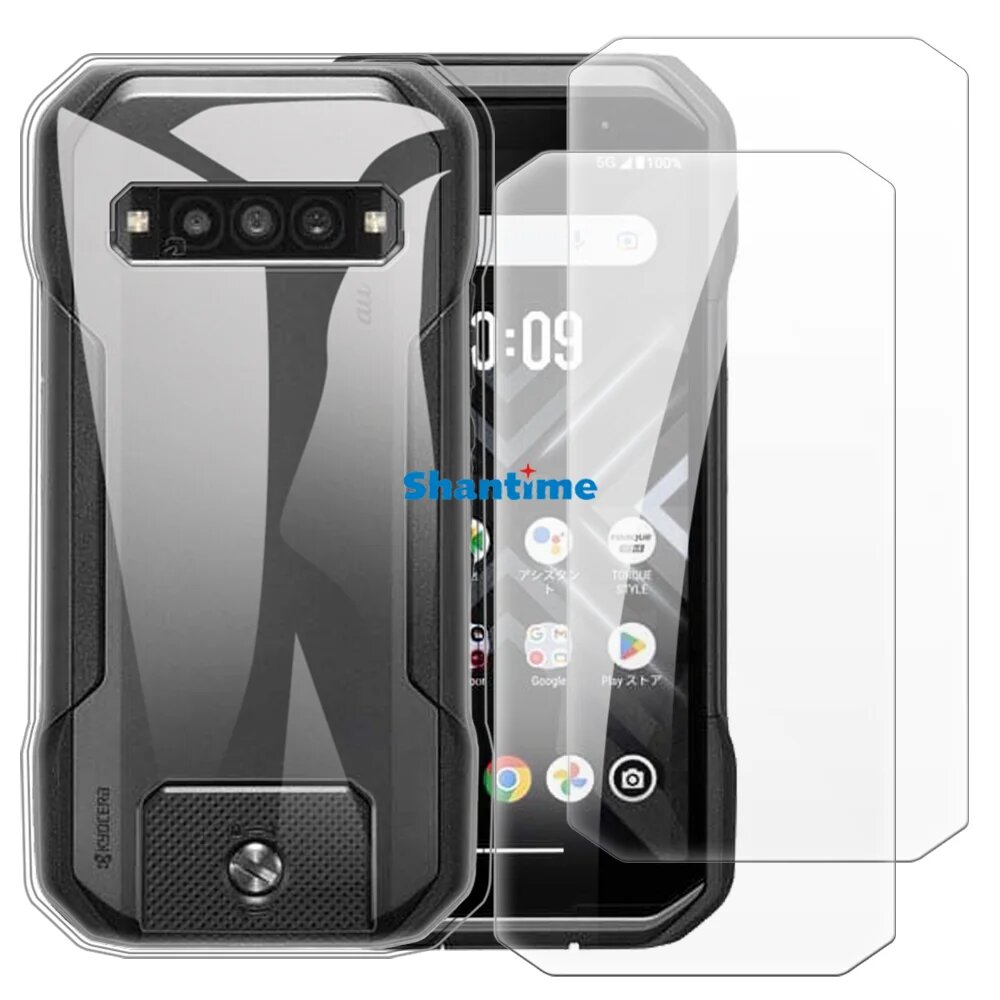 Мягкий чехол + комплект из закаленного стекла для Kyocera Torque G06 KYG03, защита всего Transparent