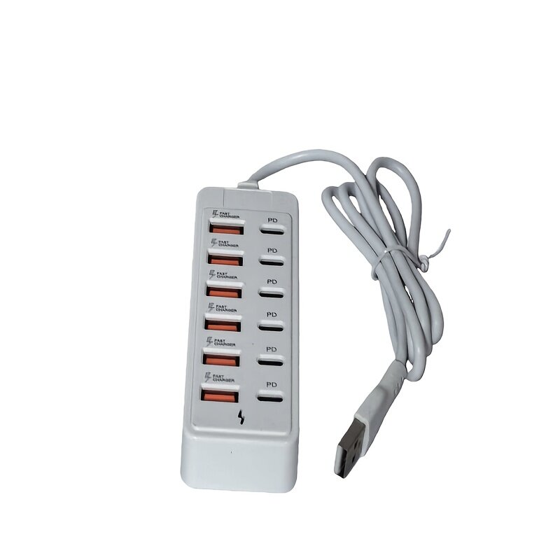 Зарядная станция USB 66W, 6 USB и 6 Type-C, быстрая зарядка PD