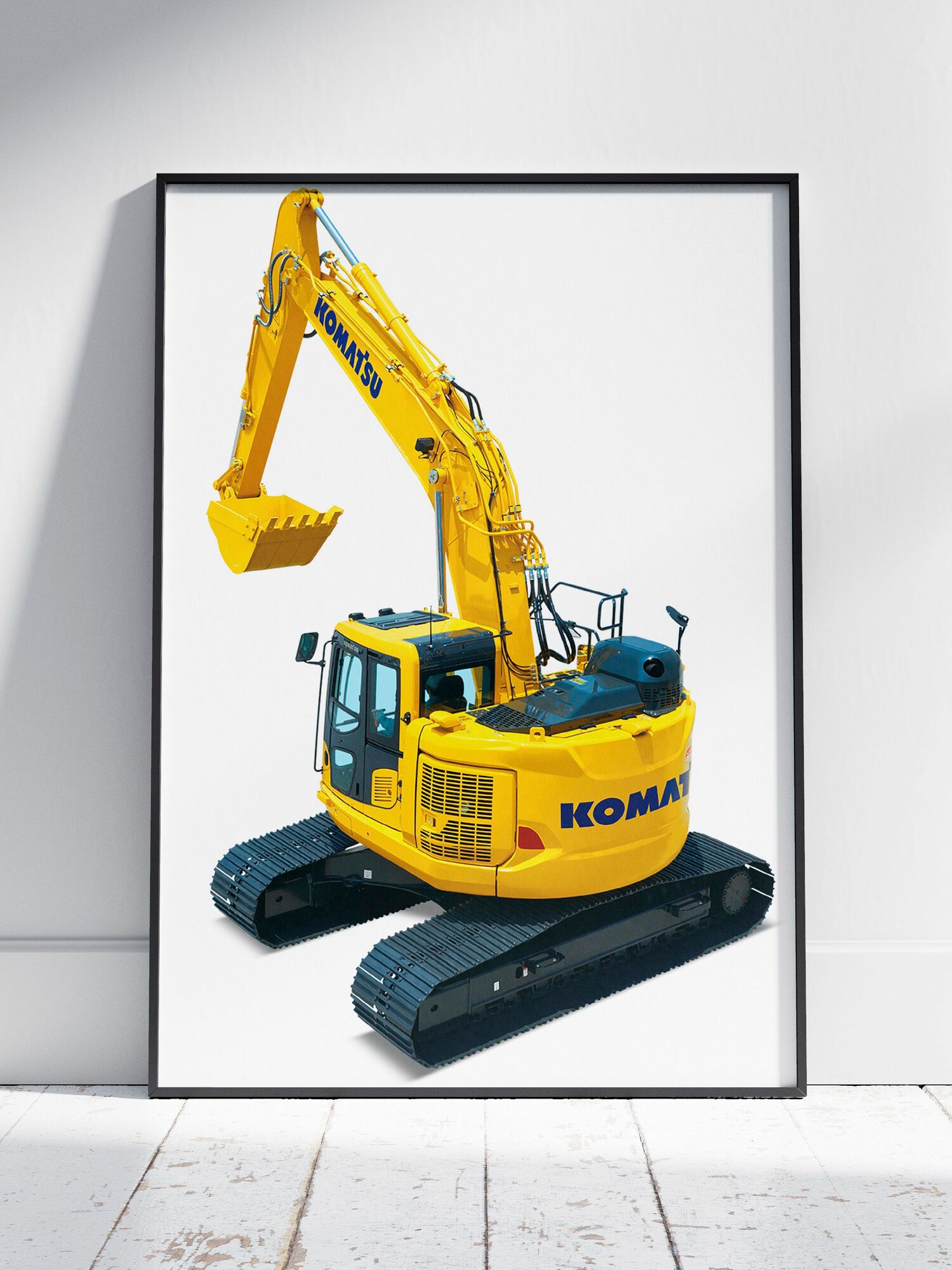 Плакат на стену для интерьера Транспорт и техника (Экскаватор Комацу - Komatsu Excavator) - Постер по машине формата A4 (21x30 см)
