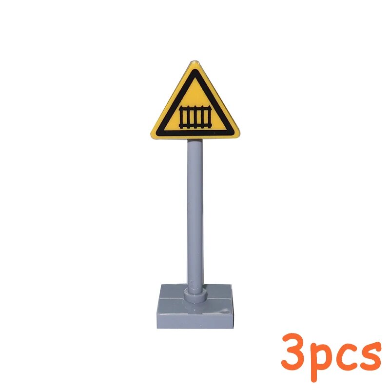 Блочный конструктор Дорожный знак 3pcs, оранжевый, set-002