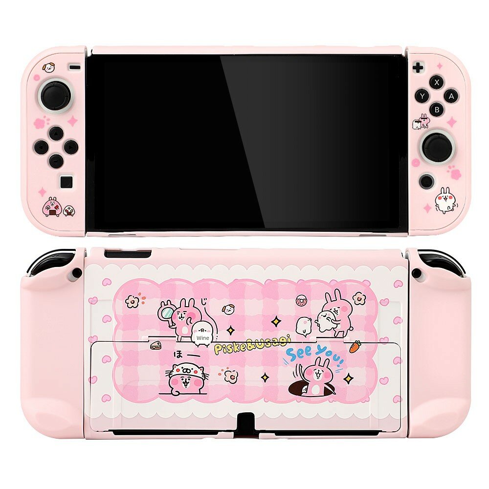 Защитный чехол с рисунком Канахара: кролик и цыплёнок для Nintendo Switch OLED, полная защита с удобной ручкой