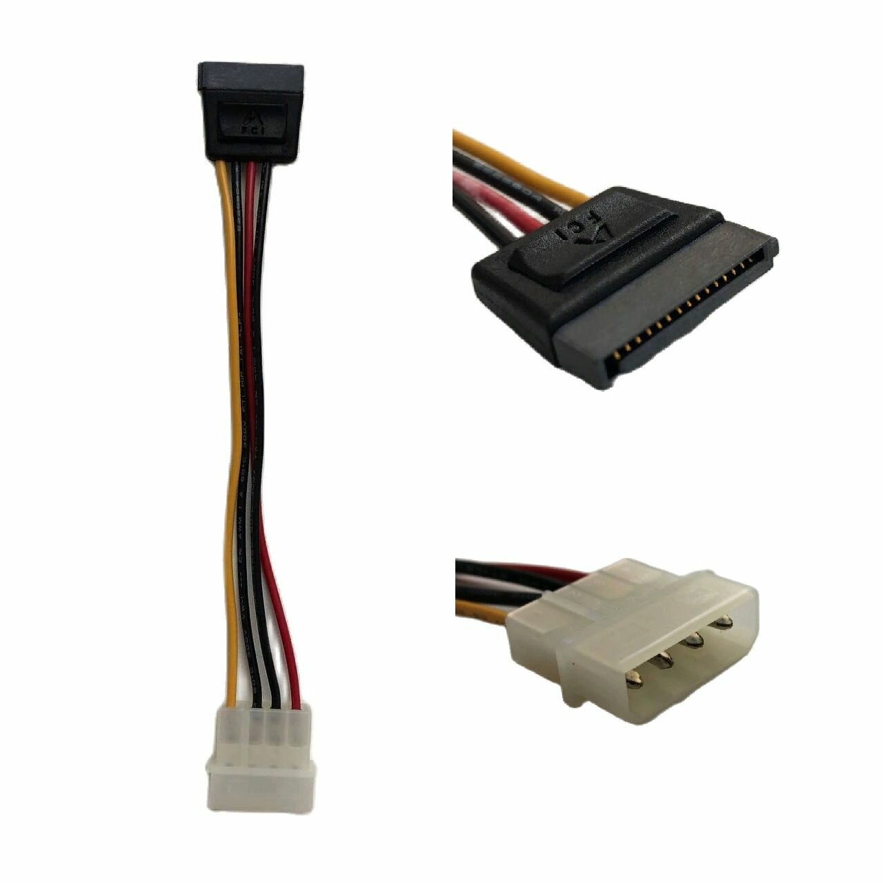 1 шт Кабель питания sata 15 pin + molex 4 pin 17 см