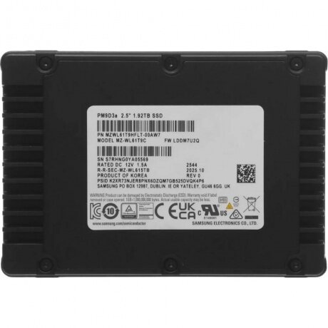 Накопитель SSD Samsung 1.92Tb PCIe 5.0 x4 PM9D3a MZWL61T9HFLT-00AW7