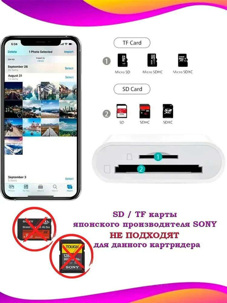 Картридер Type-C SD / TF (MicroSD) — фото 1