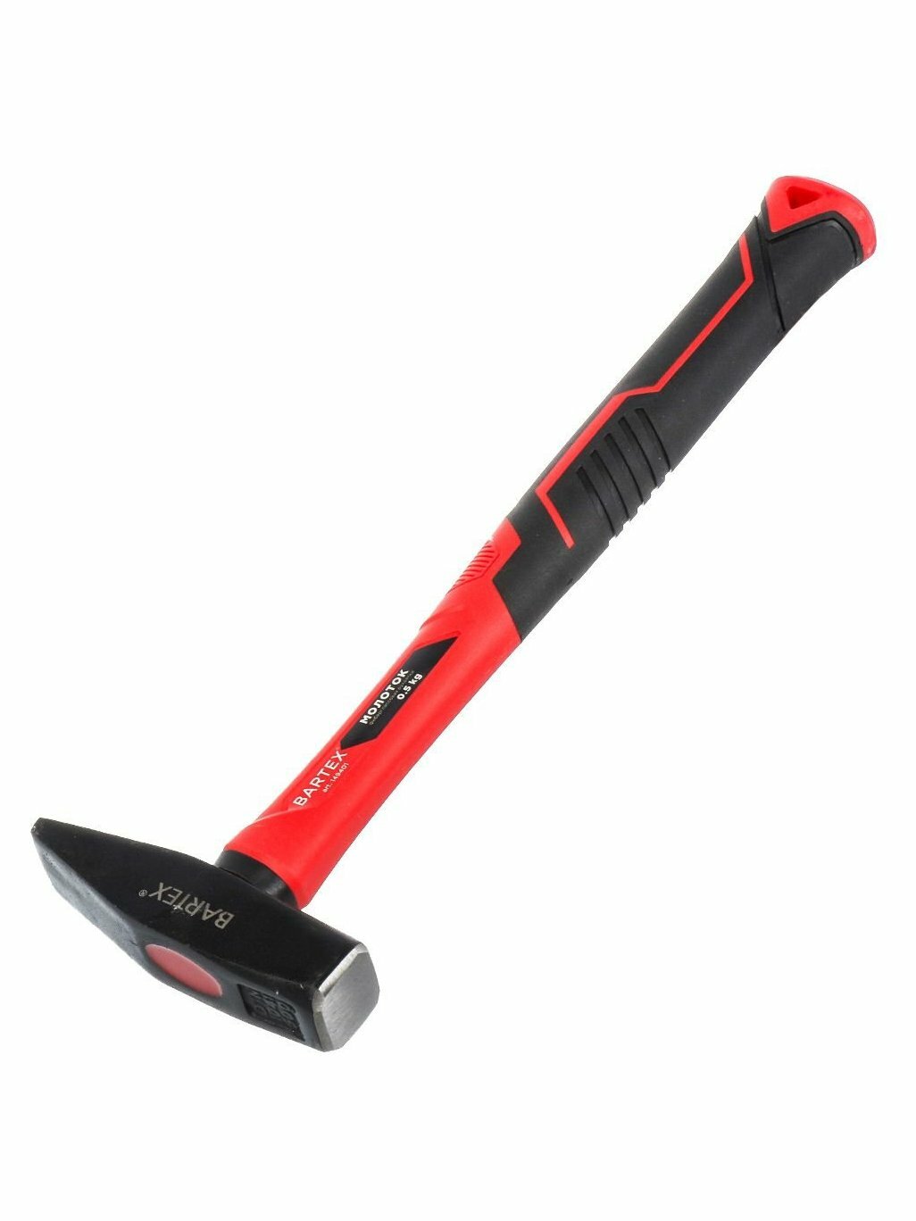 Молоток слесарный Bartex B0009, 0.5 кг, с квадратным бойком и фибергласовой обрезиненной рукояткой для надежной работы