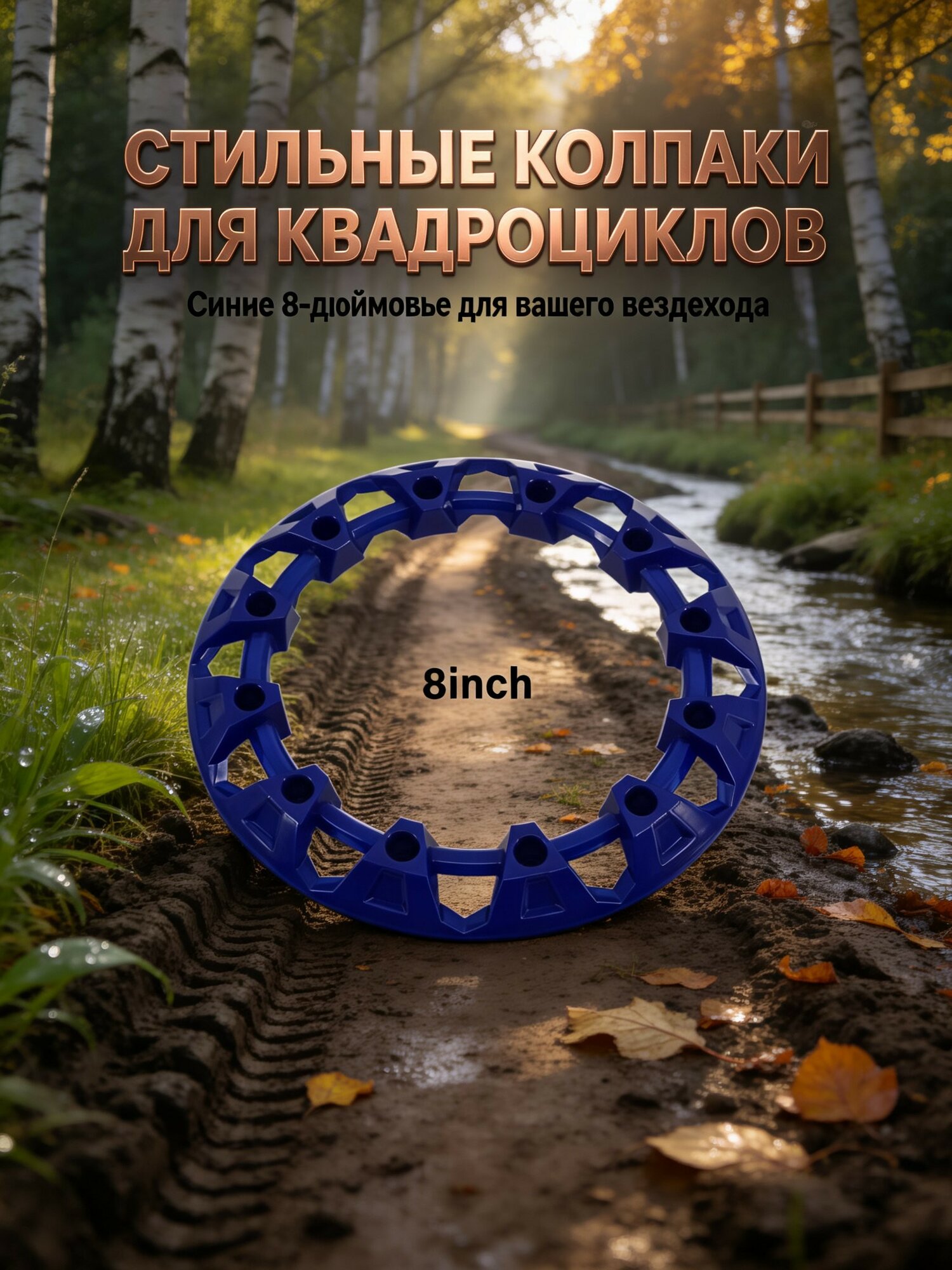 Декоративные колпаки для колес ATV, синий чехол ступицы 8 дюймов для защиты кромок и улучшения внешнего вида квадроцикла