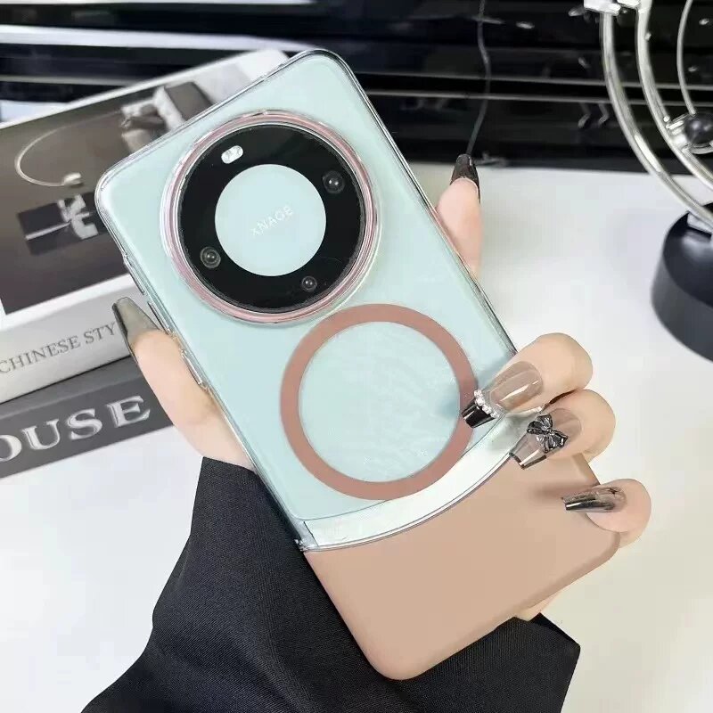 Чехол для Huawei Mate 60 Pro+ с большими отверстиями для камеры и магнитной совместимостью, цвет молочного чая, 2-х