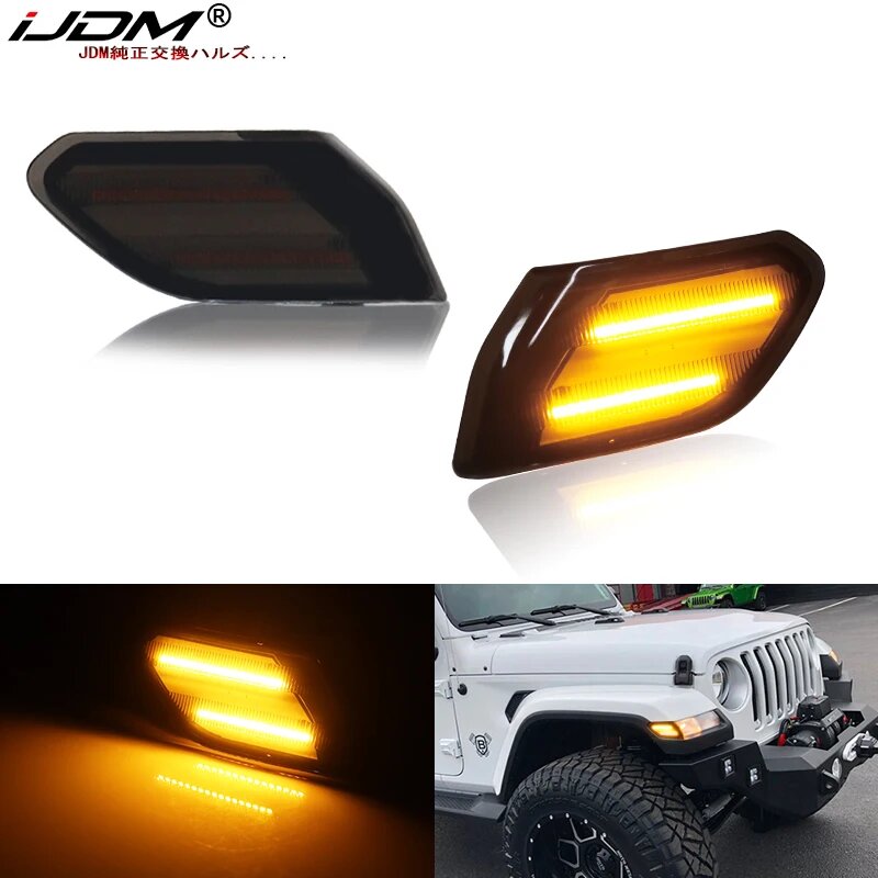 IJDM Янтарно-желтый светодиодный боковой габаритный фонарь для Jeep Wrangler JL 2018-up, для Gladiator 2020-up, замена OEM-сигнала поворота 12 В