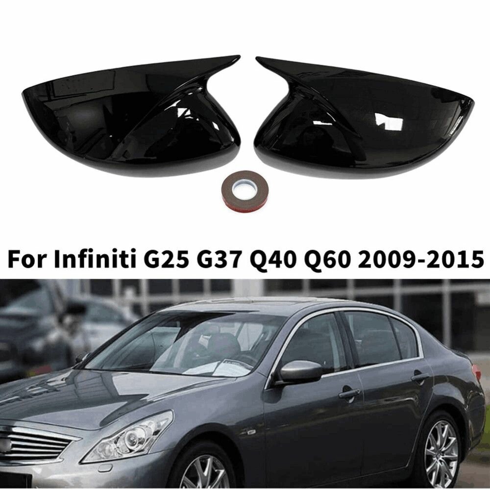 Накладки На Зеркала Infiniti G25 G37 Q40 Q60 2009-2015 Глянцевый Черный Боковые Крышки