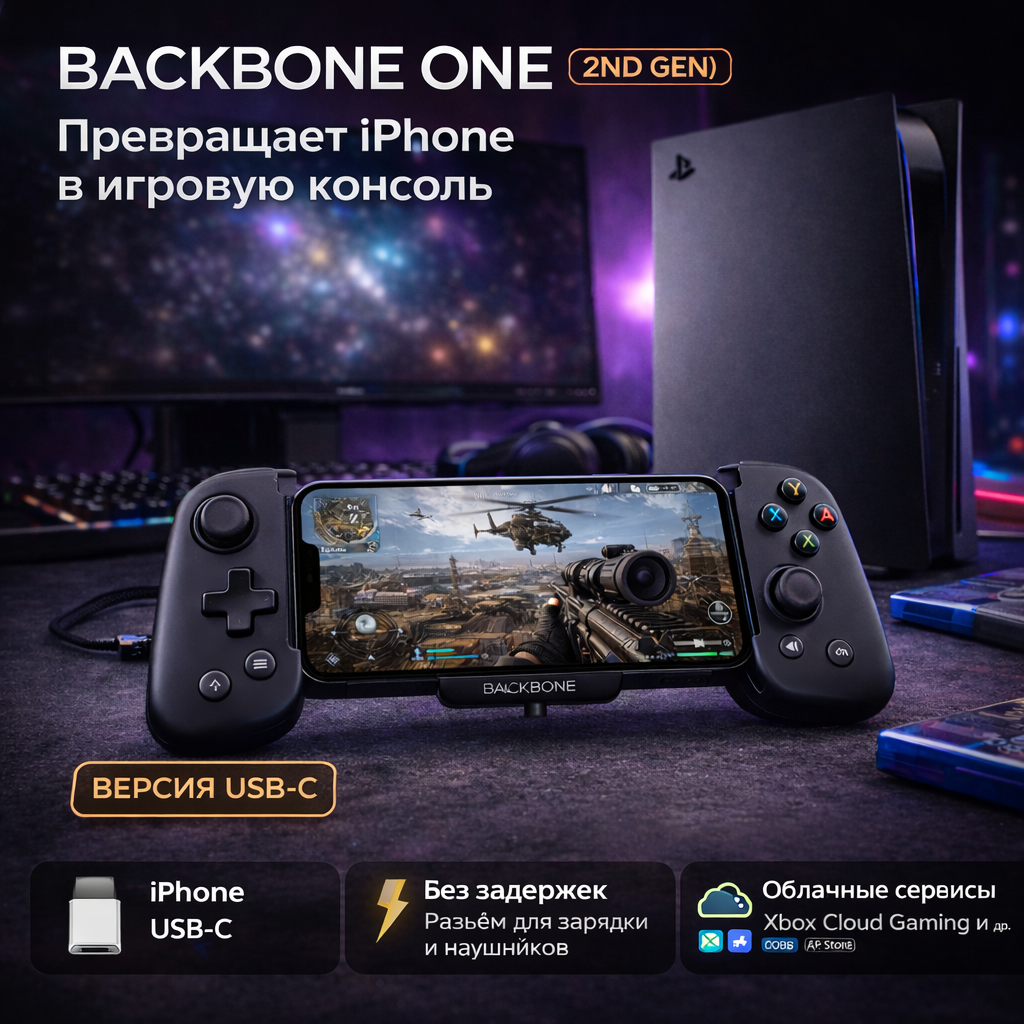 Игровой контроллер Backbone Gen2, для iPhone, Xbox/PlayStation, без Bluetooth задержки
