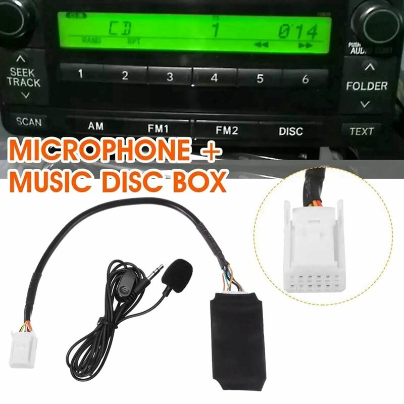 Bluetooth AUX адаптер для Toyota Camry Corolla с микрофоном и громкой связью A2DP, подключение через CD-порт 12В