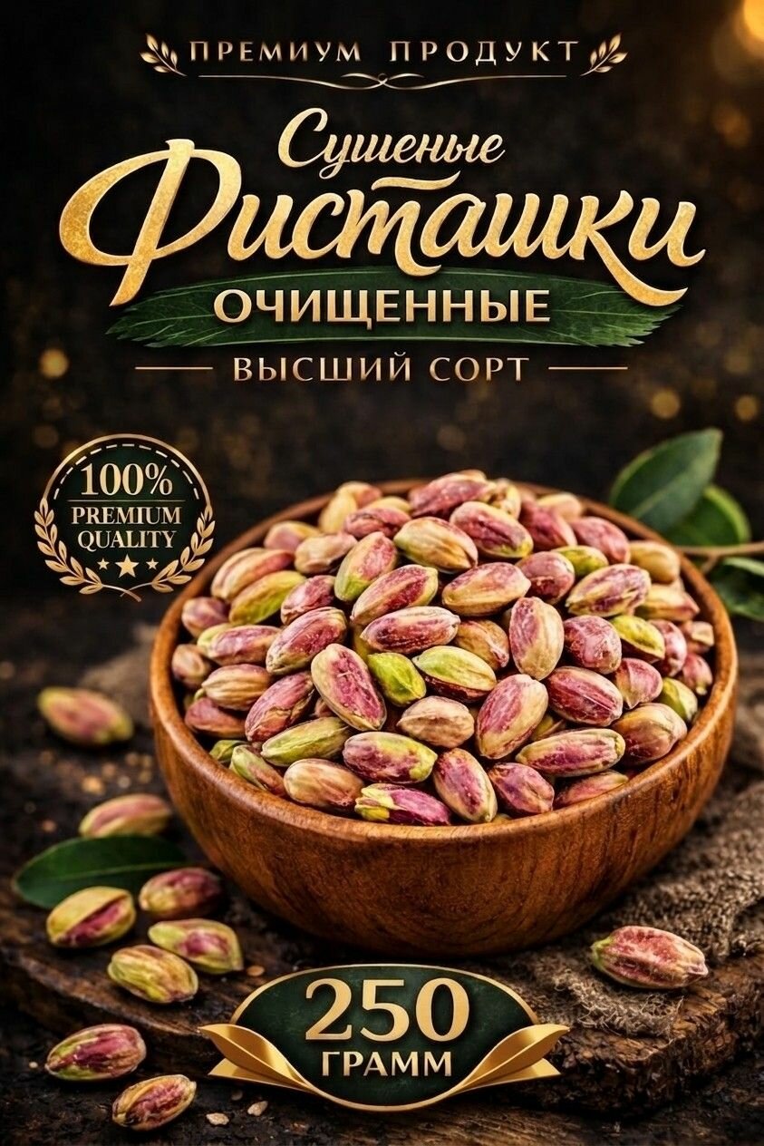 Фисташки сушеные очищенные не соленые в/с Иран 250 г
