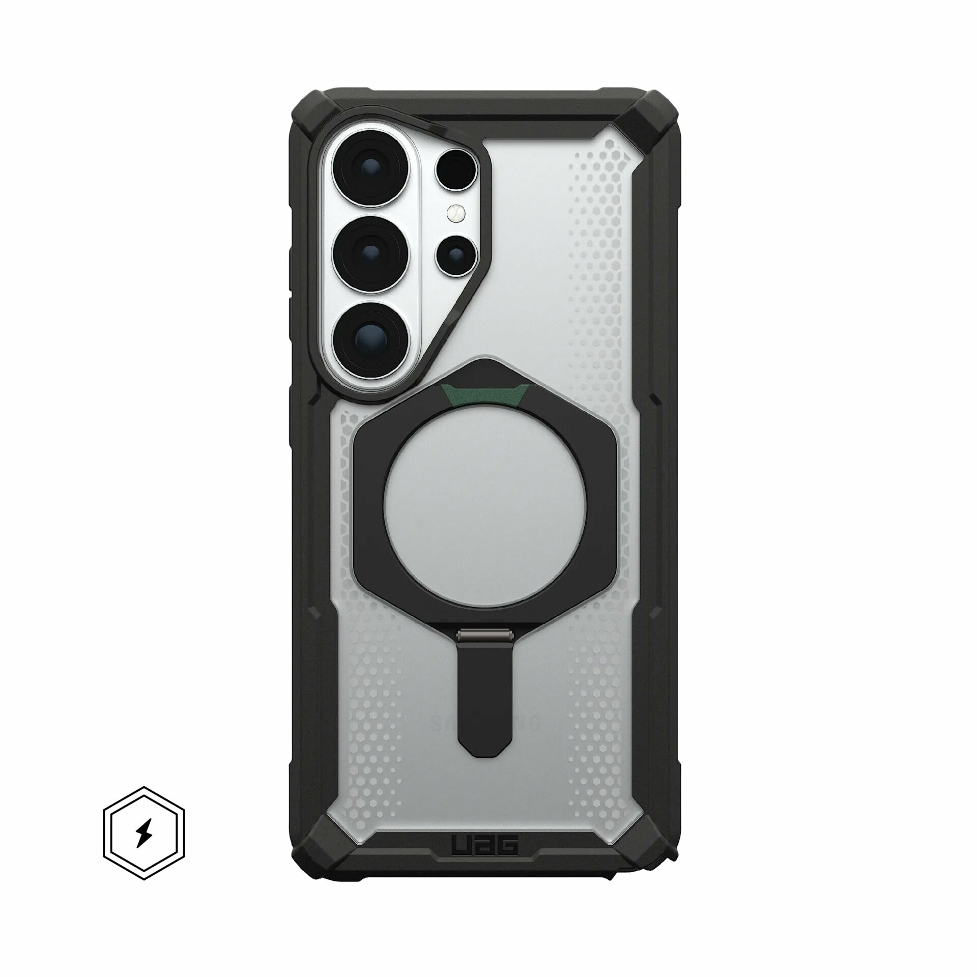 Защитный прозрачный чехол MagSafe с подставкой UAG Plasma XTE для Samsung Galaxy S26 Ultra Чёрный/Прозрачный Black/Clear