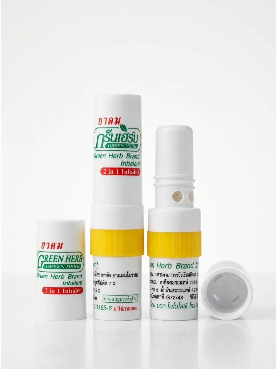 Green Herb Ингалятор-карандаш 2 в 1 с аппликатором зелёный / 2 Way inhalant (green pack), в ассортименте, 8 мл 1 шт.